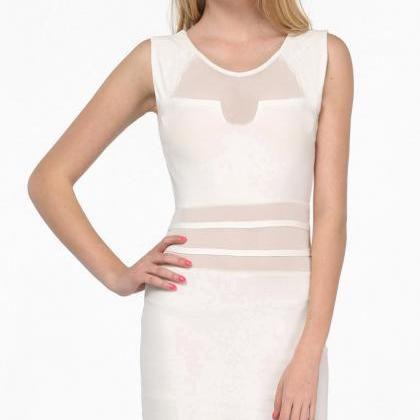 Cut Out Front Bodycon Dress With Mesh Waist Detail on Luulla