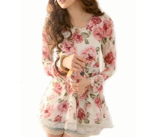 Lace Top Roses Top Chiffon Top Lace Rose Top Roses Print Top Rose ...