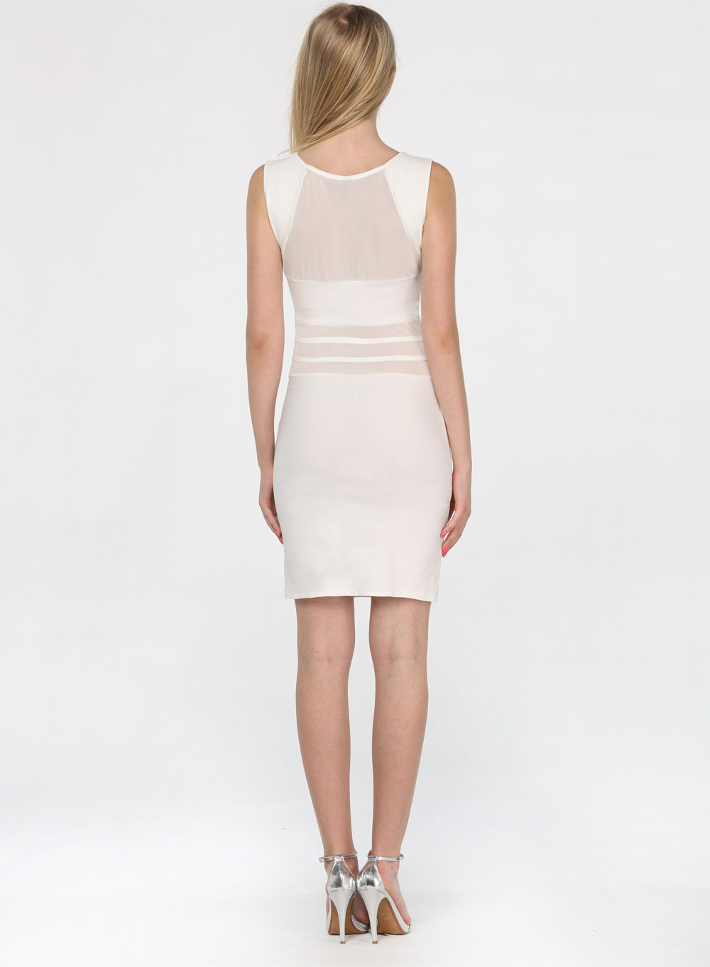 Cut Out Front Bodycon Dress With Mesh Waist Detail on Luulla